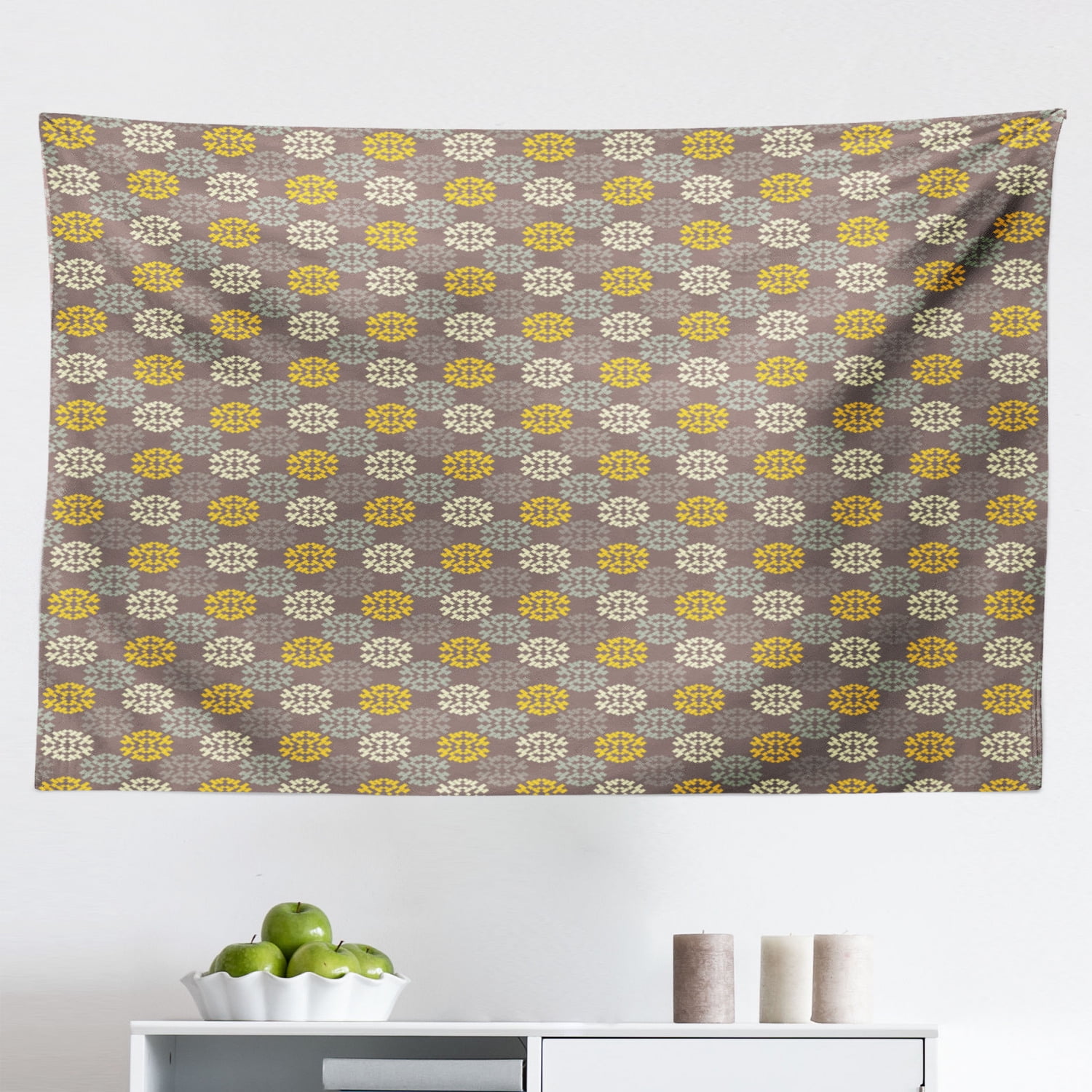 Vintage Aztec Tapestry, Pastel Color Blocks Boho Repeating Pattern Folk ...
