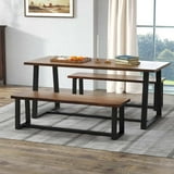 Costway 56.5" Large Table Bench Wood Dining Bench with Wavy Edge ...