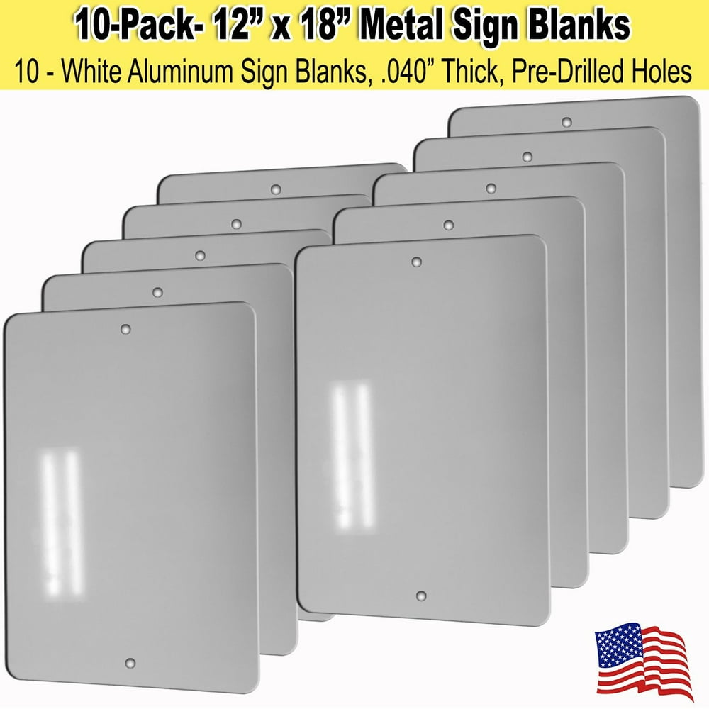 10 Pack 12x18 Metal Sign Blank White Aluminum - .040 - Walmart.com ...