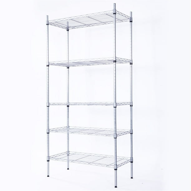 Hassch 5-Tiers Metal Storage Rack Modern Rectangle Steel Bookshelf for ...