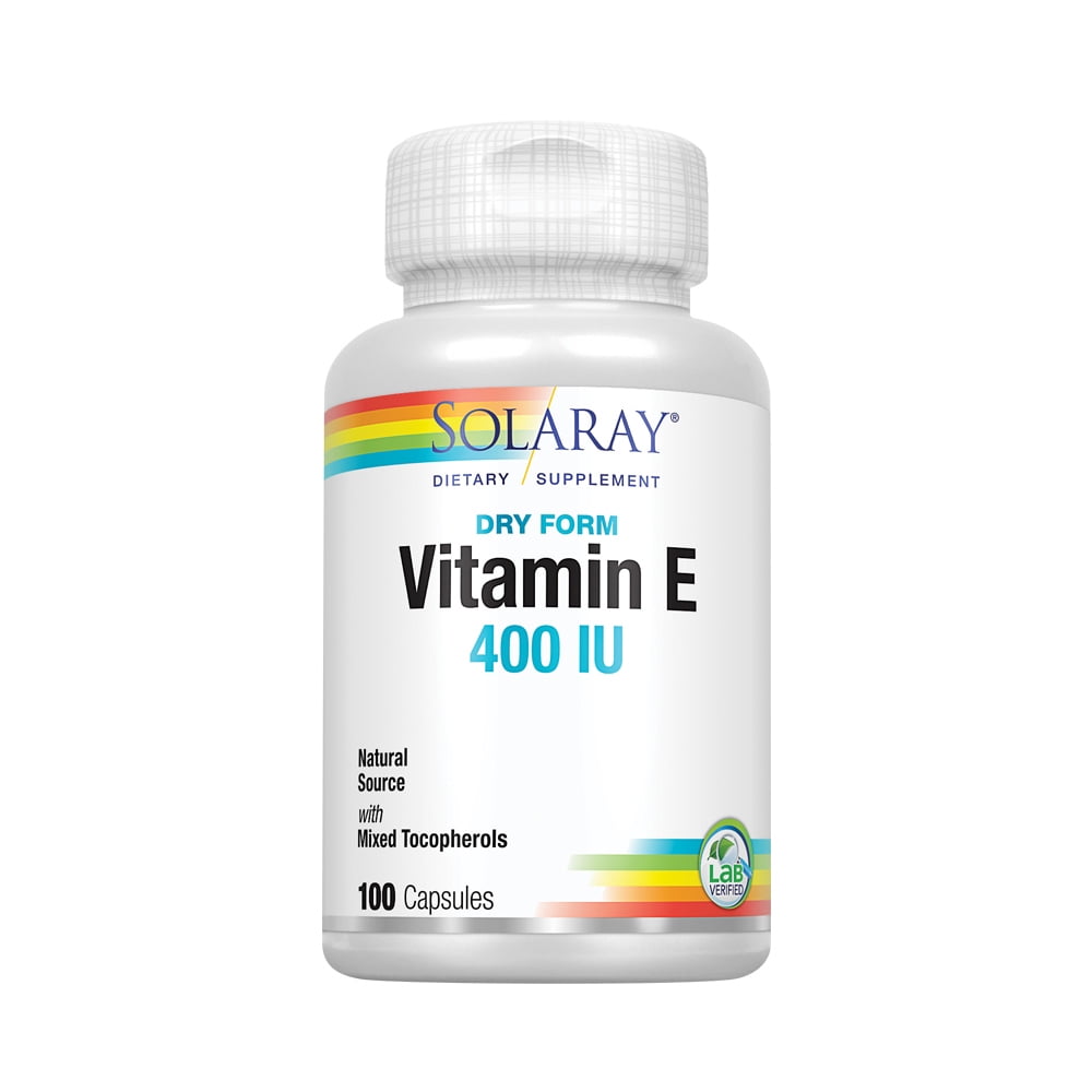 Solaray Vitamin E, Dry 400 IU w/ Mixed Tocopherols | Non-Oily | Healthy ...
