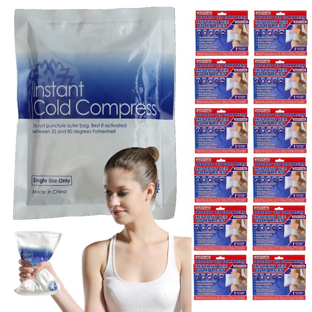 12 Pk Disposable Ice Compress Instant Cold Pack Injury Sprain First Aid ...