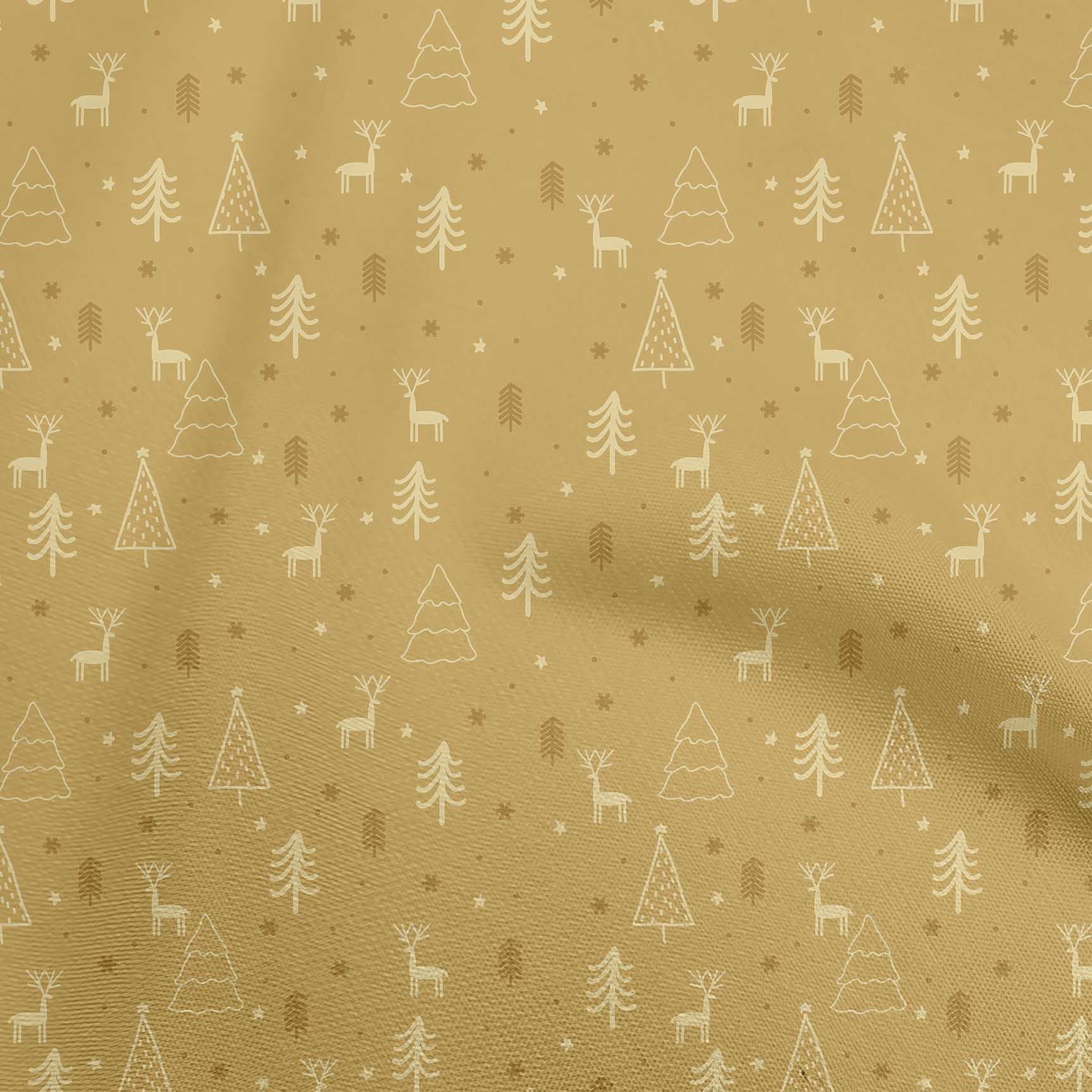 oneOone Silk Tabby Yellow Fabric Christmas Doodle Sewing Craft Projects ...
