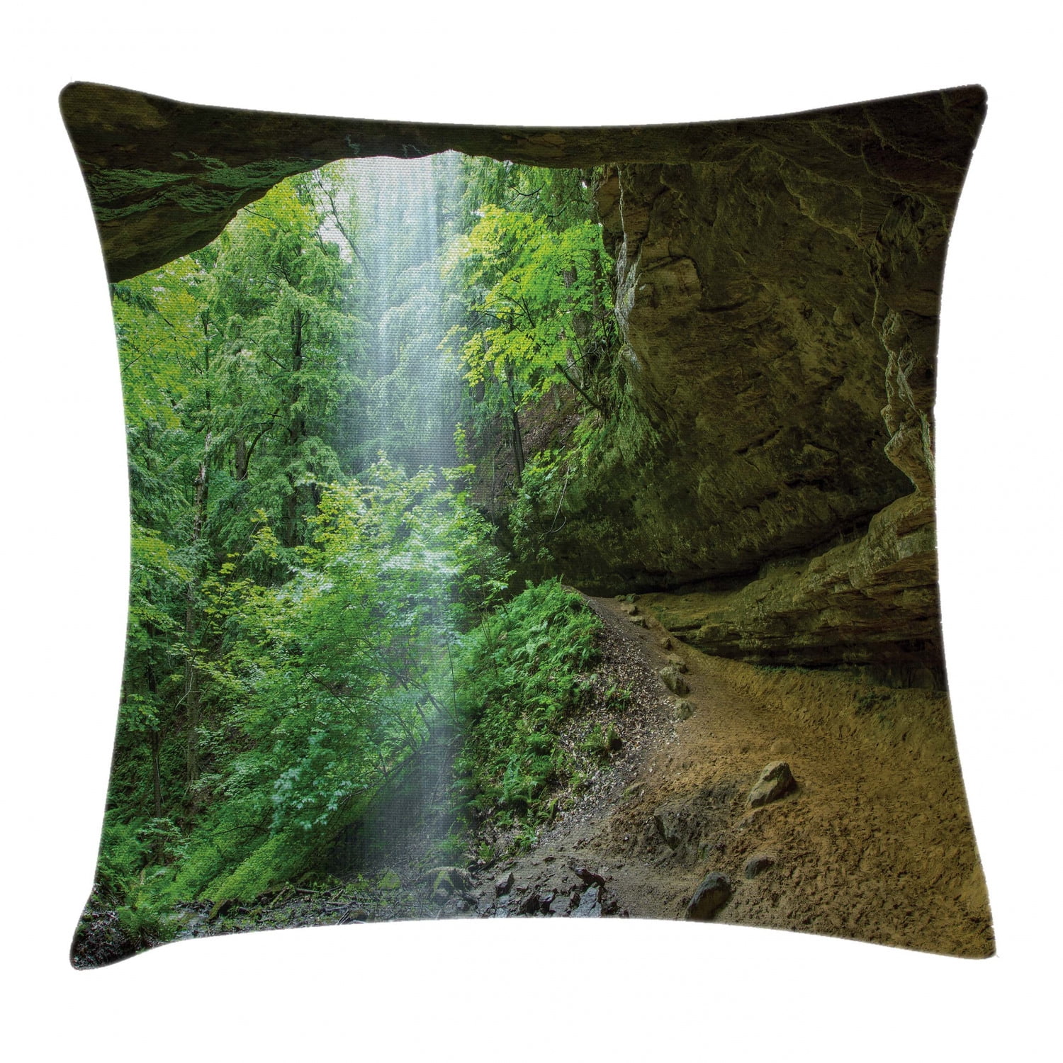 Nature Throw Pillow Cushion Cover, Canyon Michigan Caves Memorial Falls ...