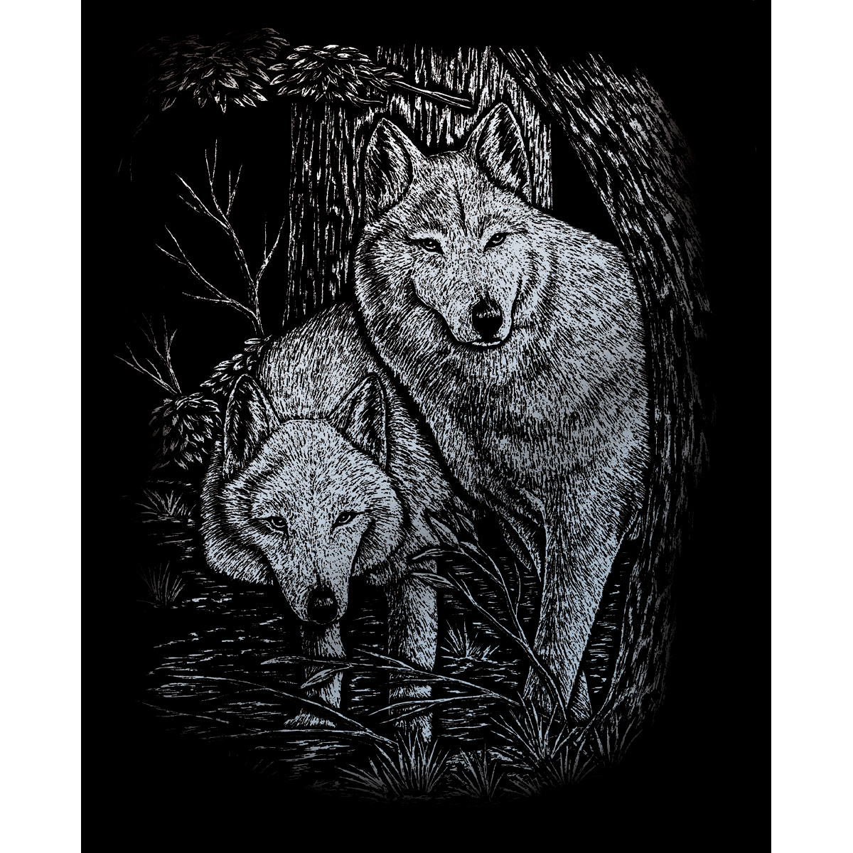 Royal Engraving Art Kit: Silver Foil - Wolves in Trees - Walmart.com