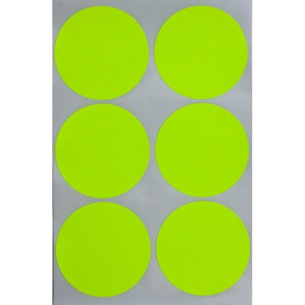 - Neon Yellow Round 2" inch Stickers - 50mm dot Labels Sticker ...