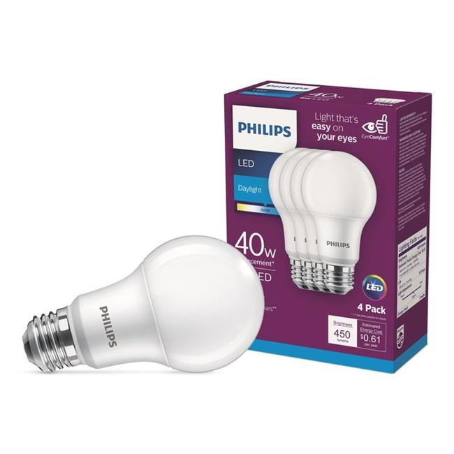 Philips 3001889 40 watt Equivalence A19 E26 Medium LED Bulb, Daylight ...