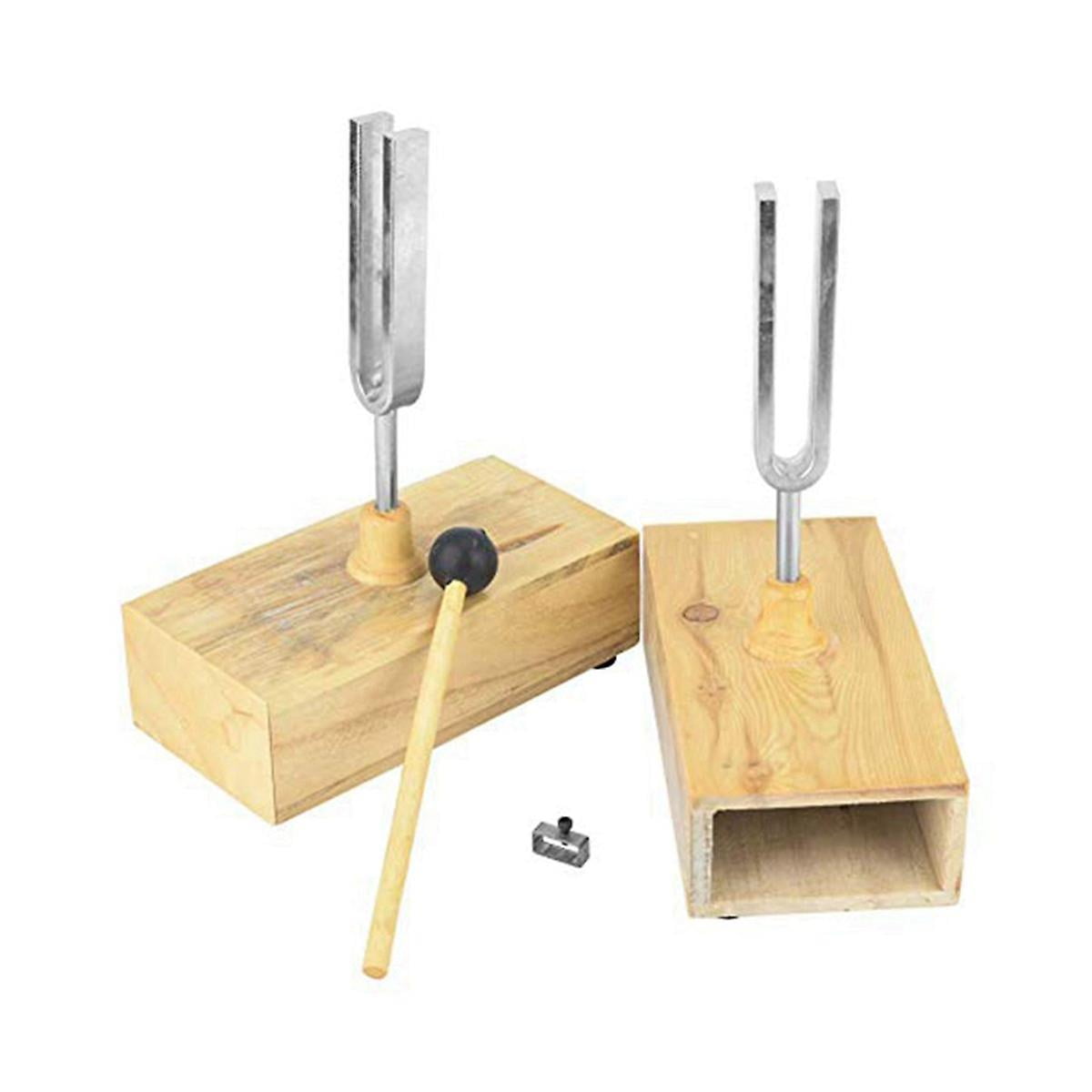 2 diapasones con caja de resonancia de madera, instrumento experimental de vibración de 440 Hz ...