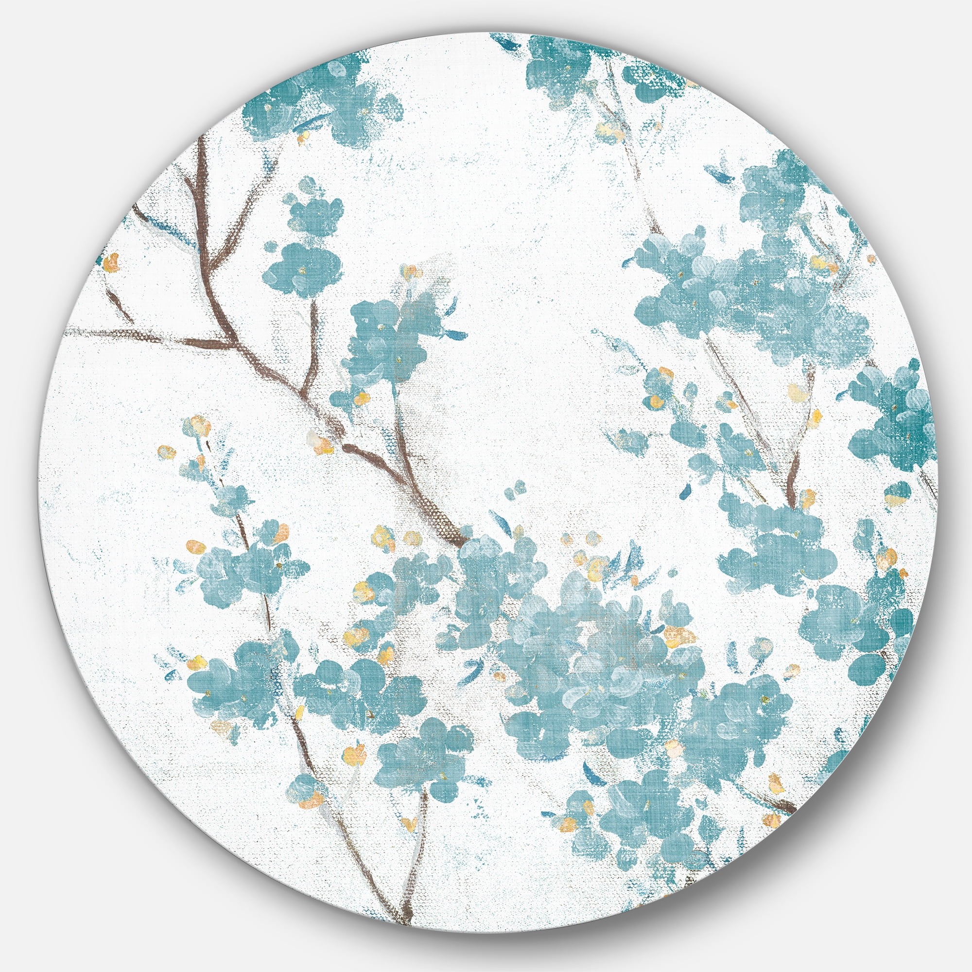 Click here for Designart teal Cherry Blossoms Ii Farmhouse Metal... prices