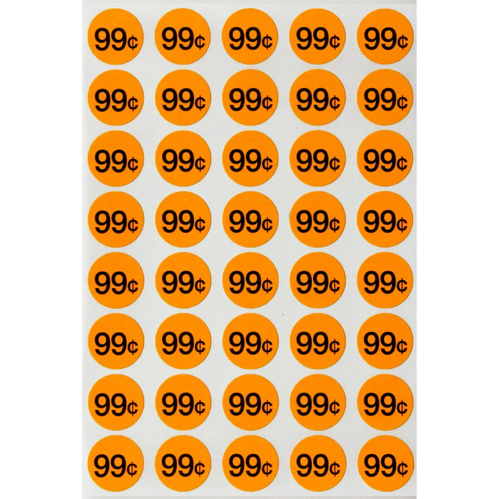 Pricing sticker for retail $0.99 cents, Bonus blank Dots, 1040 pack ...