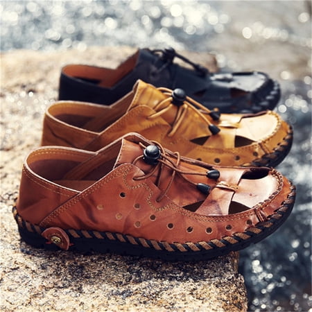 Menico Men Hollow Breathable Hand Stitching Adjustable Laces up Leather ...