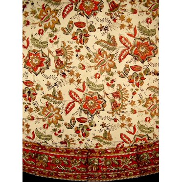 Rajasthan Block Print Round Cotton Tablecloth 72" Blue - Walmart.com