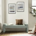 14 Karat Home 58" Upholstered Bench Modern Boucle Fabric End of Bedroom Entryway Sage - Walmart.com