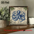 2D Flat, Vintage Navy Blue Octopus Wooden Wall Hanging - 8x8 Inch ...
