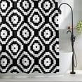 Black White Lattice Shower Curtains for Bathroom, Geometric Modern ...