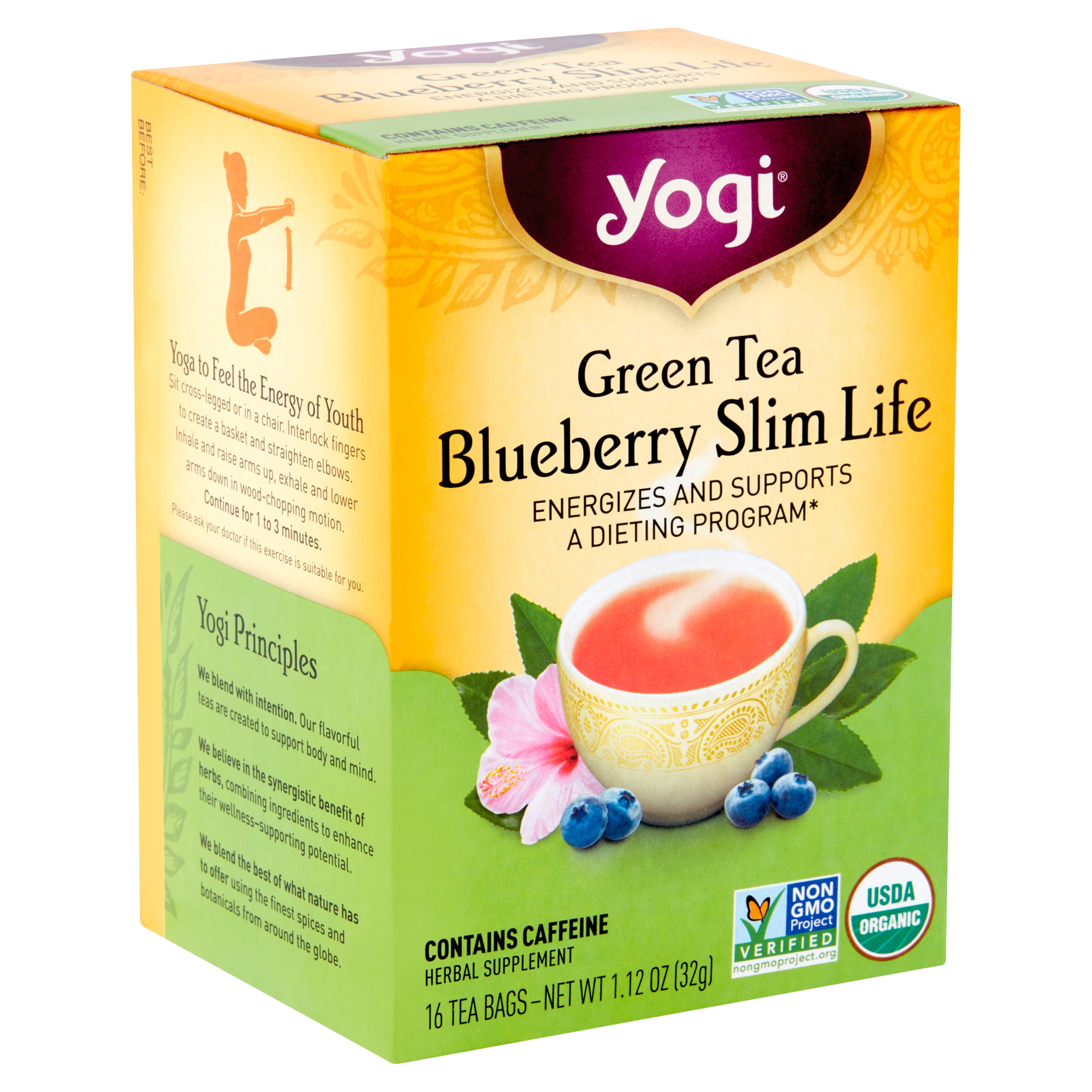 Yogi Green Tea Blueberry Slim Life Tea Bags, 16 count, 1.12 oz ...