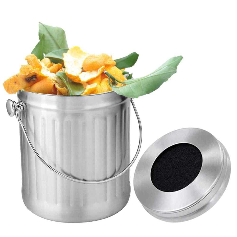 Tohuu Stainless Steel Compost Bin Trash Can with Lid for Kitchen ...