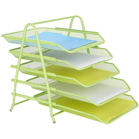 Mind Reader 5TPAPER-GRN Desk Organizer with 5 Sliding Trays for Letters ...