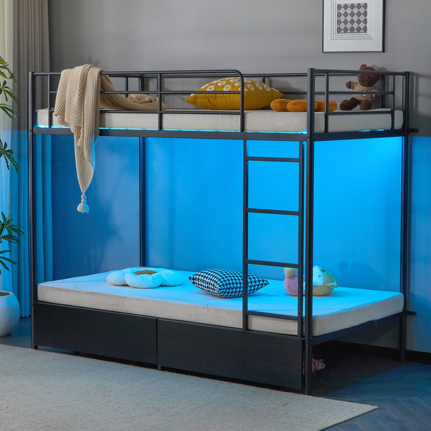 Click here for Ktaxon Metal Twin Over Twin Bunk Bed Frame With Le... prices