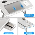 Adjustable Height Laptop Table for Bed, Foldable Bedside Desk with Card ...