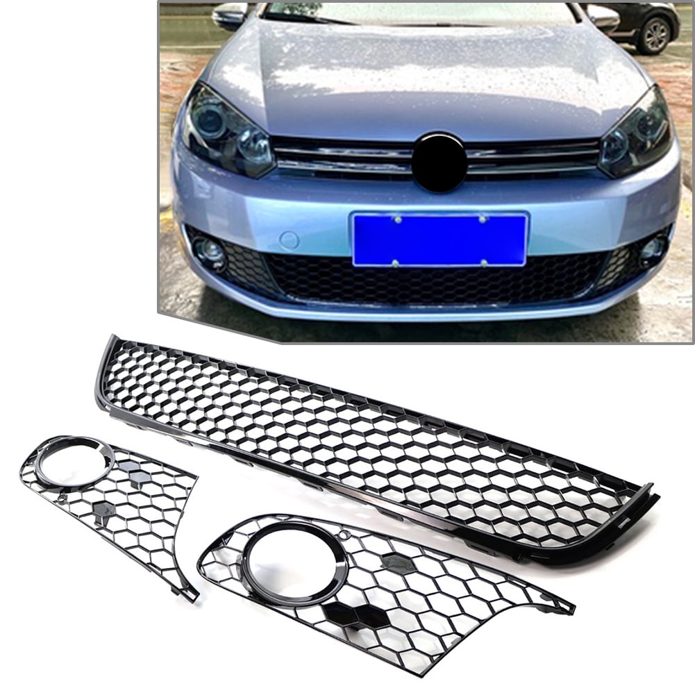 ZS 3Pcs Car Front Lower Bumper Mesh Grille Honeycomb Fog Light Grill ...