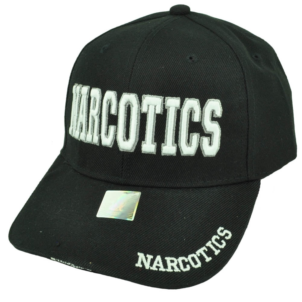 Narcotics Law Enforcement Black White Adjustable Hat Cap Curved Bill ...