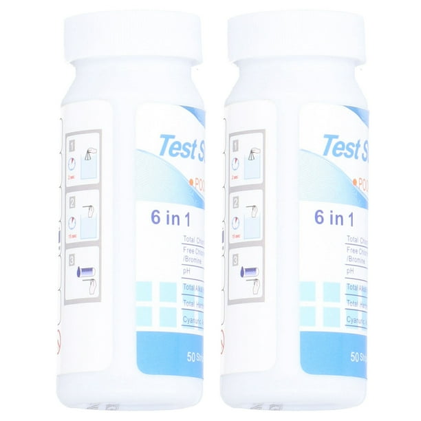 Test Strips - 2 Bottle 6-in-1 Water Chemistry Test Strip Swimming Pool ...