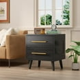 "Lofka Bedside Furniture - Black Night Stand with 2 Drawers, Modern ...