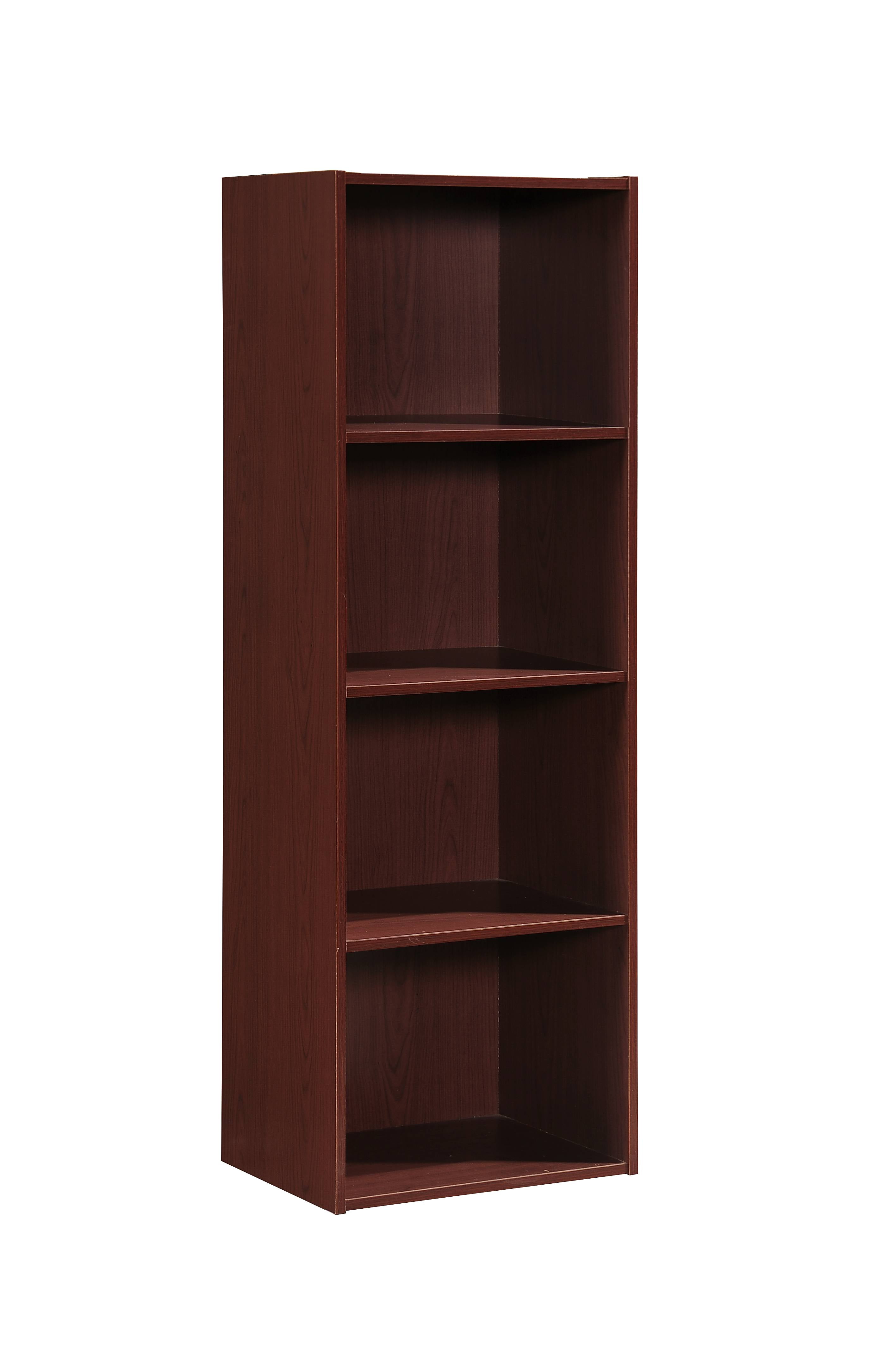 Hodedah 4-Shelf Wood Bookcase, Mahogany - Walmart.com