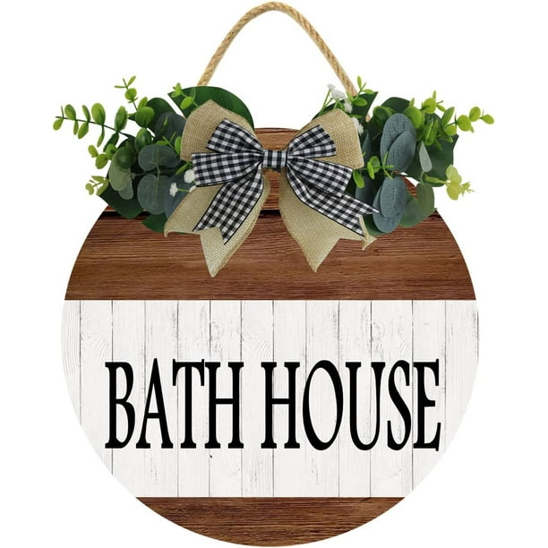 Eveokoki 12" Bath House Sign, Bath Sign,Bathroom Wall Decoration Sign ...