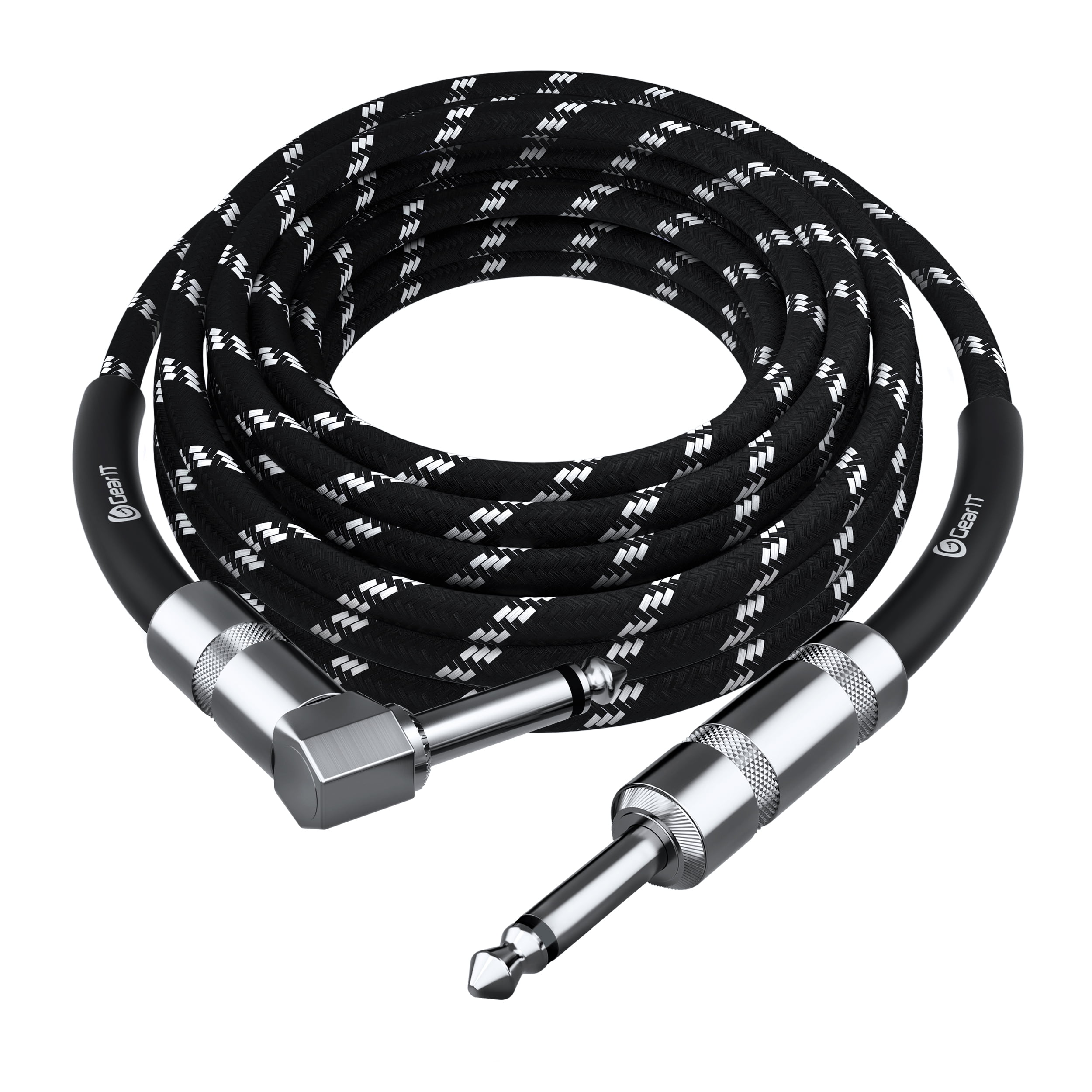 GearIT Audio Instrument Cable (20ft) Right Angle to Straight 1/4 Inch ...