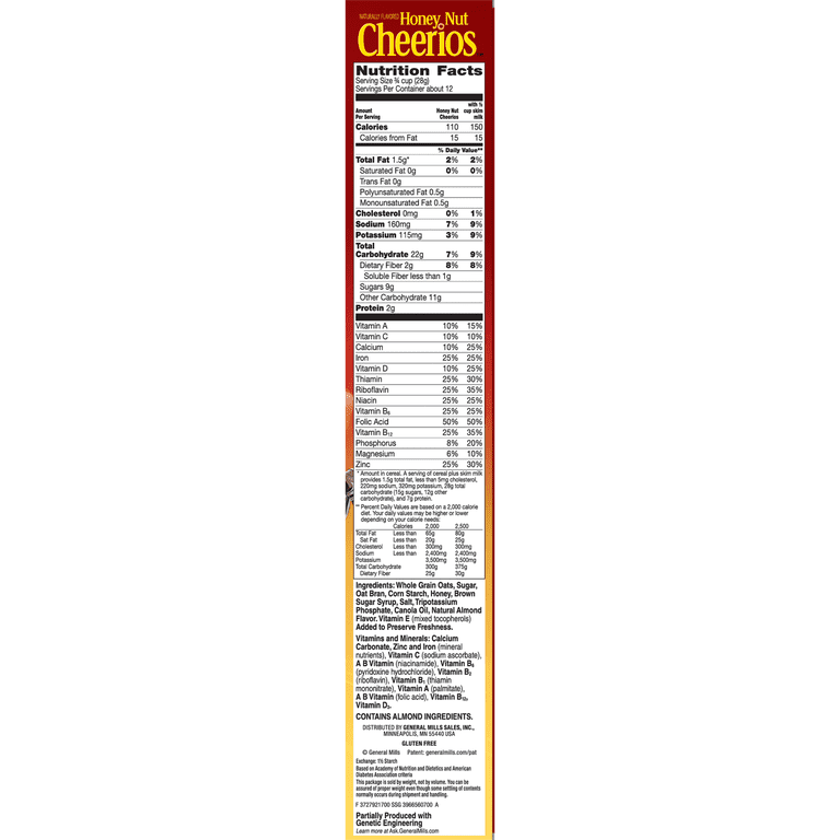 Cheerios Cereal Nutrition Facts