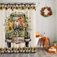 Bathroom Shower Curtain Farmhouse Sunflower Pumpkin Waterproof Shower ...