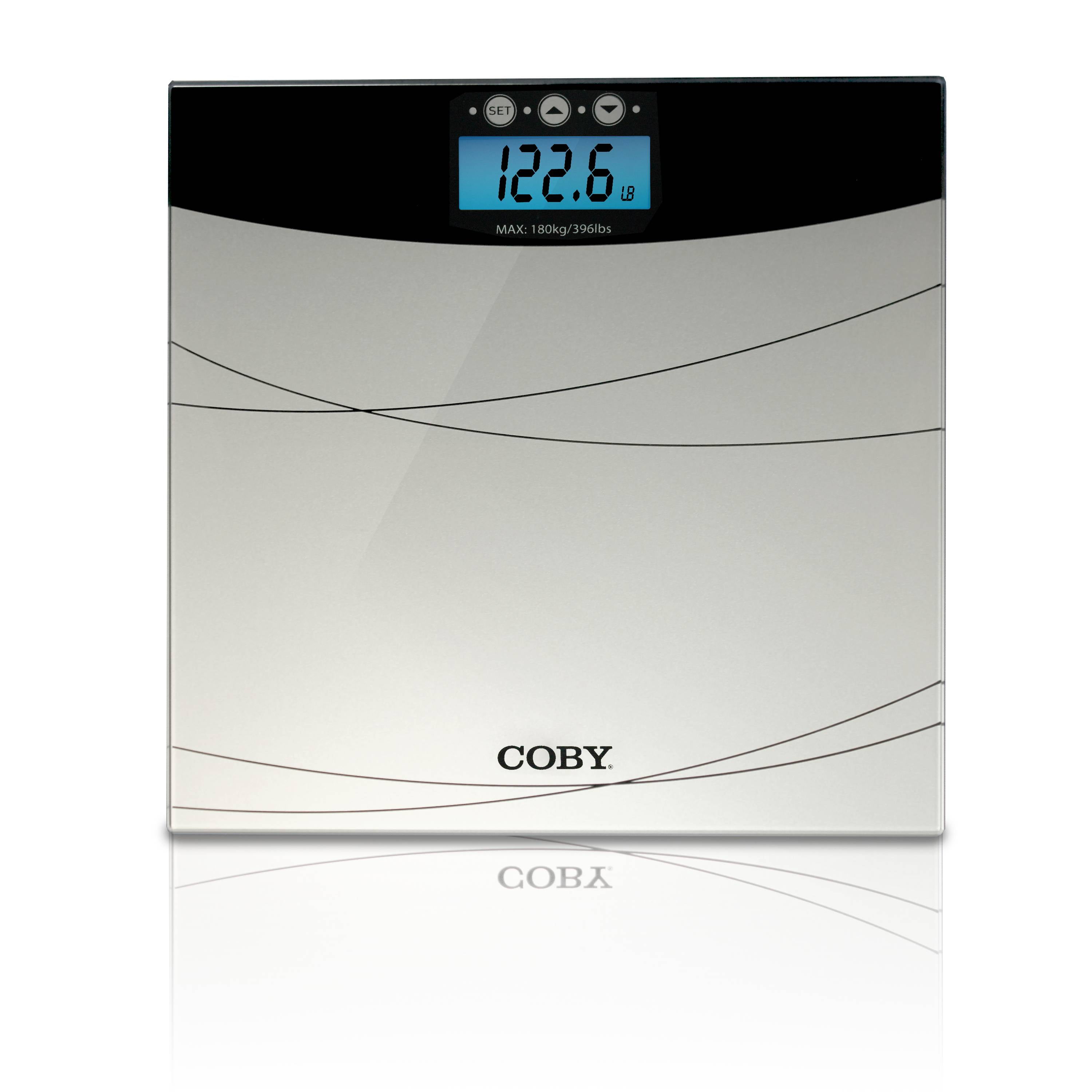 COBY Digital Bathroom Scale with Color Changing LCD Display and BMI ...
