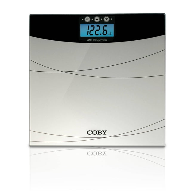 COBY Digital Bathroom Scale with Color Changing LCD Display and BMI ...