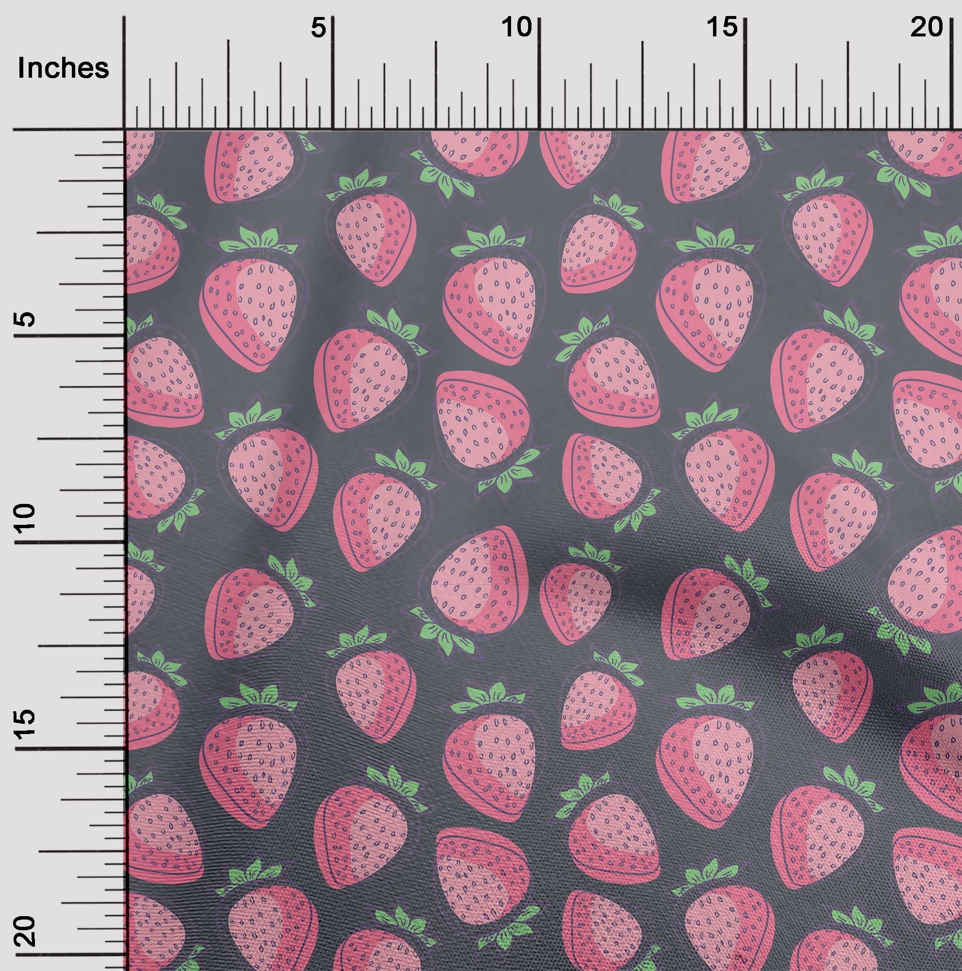 oneOone Silk Tabby Gray Fabric Strawberry Fruit Dress Material Fabric ...
