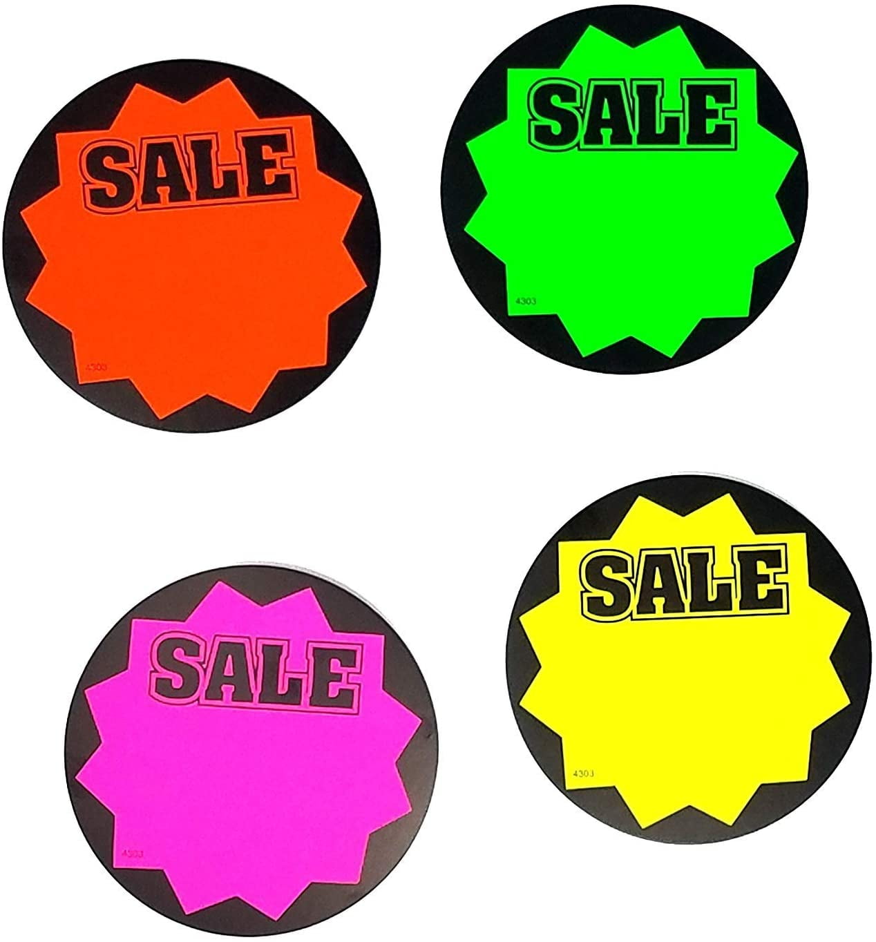 3.25" Sale Round Fluorescent Burst Neon Retail Sign Cards - Multi-Pack ...