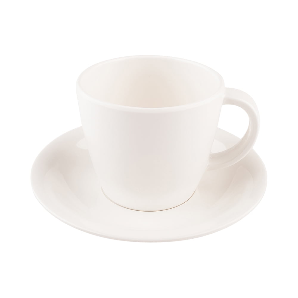 Voga 10 oz Round White Melamine Coffee Cup and Saucer Plate - 10 sets ...