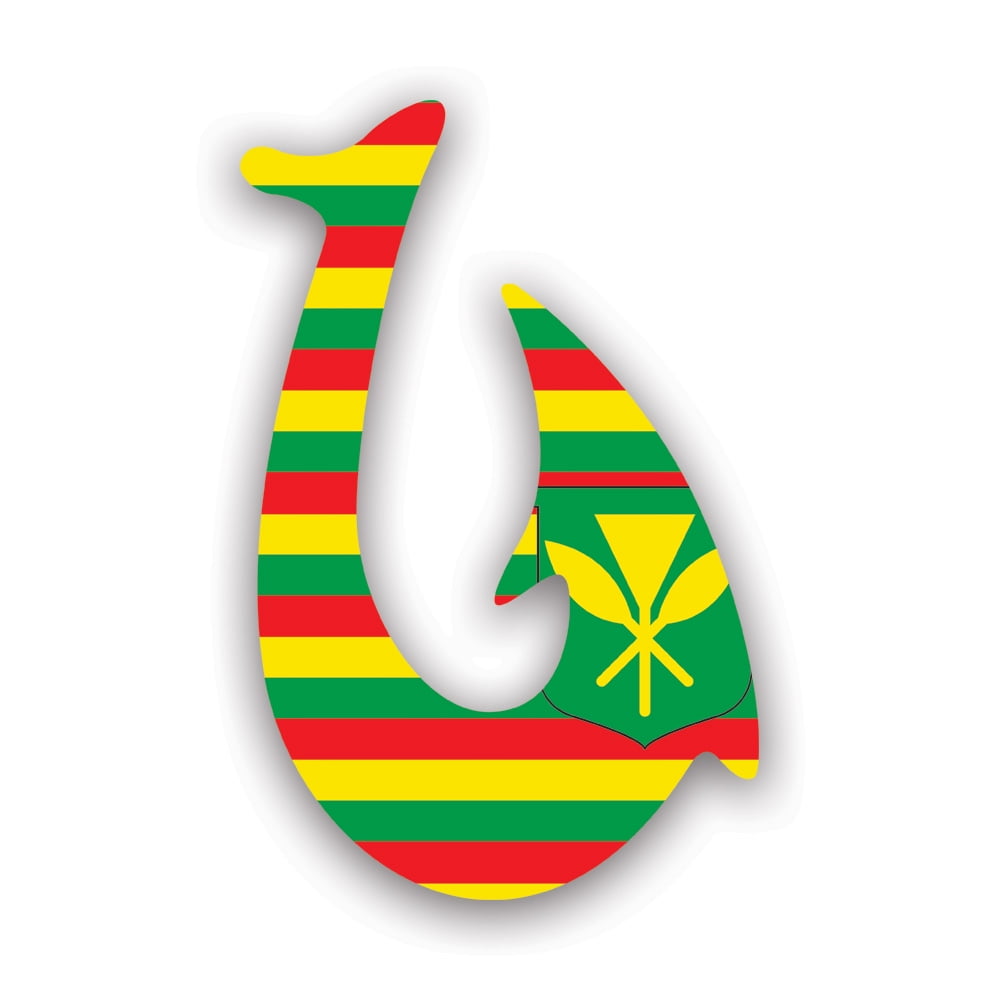 Kanaka Maoli Flag Fish Hook Sticker Decal - Self Adhesive Vinyl ...
