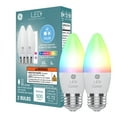 (2 pack) GE LED+ Color Changing LED Light Bulbs, 60 Watt, Decorative ...