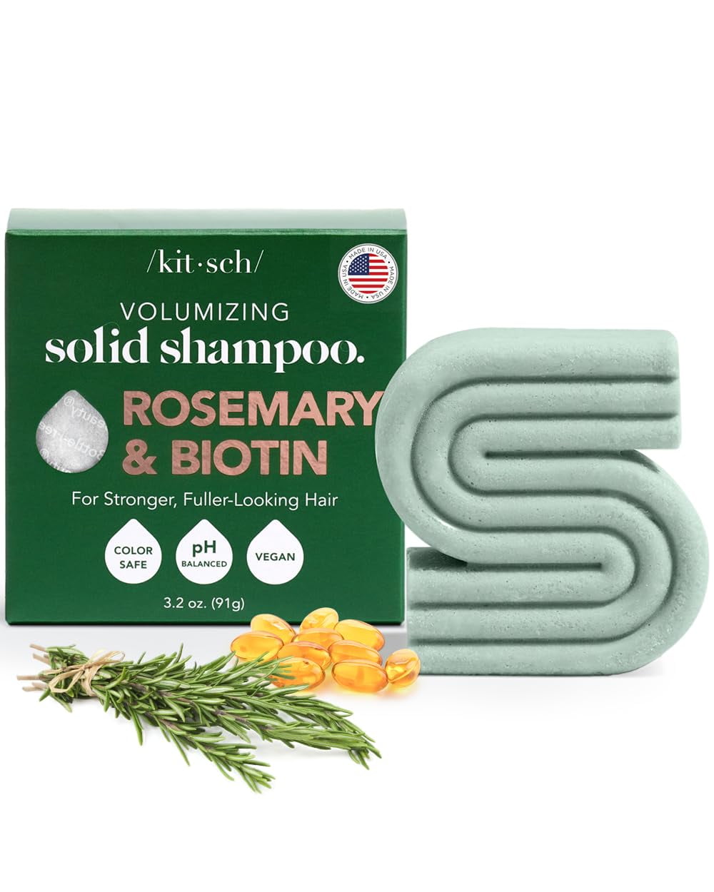 Shampoo Bar Kitsch, romero y biotina para dar volumen al crecimiento ...
