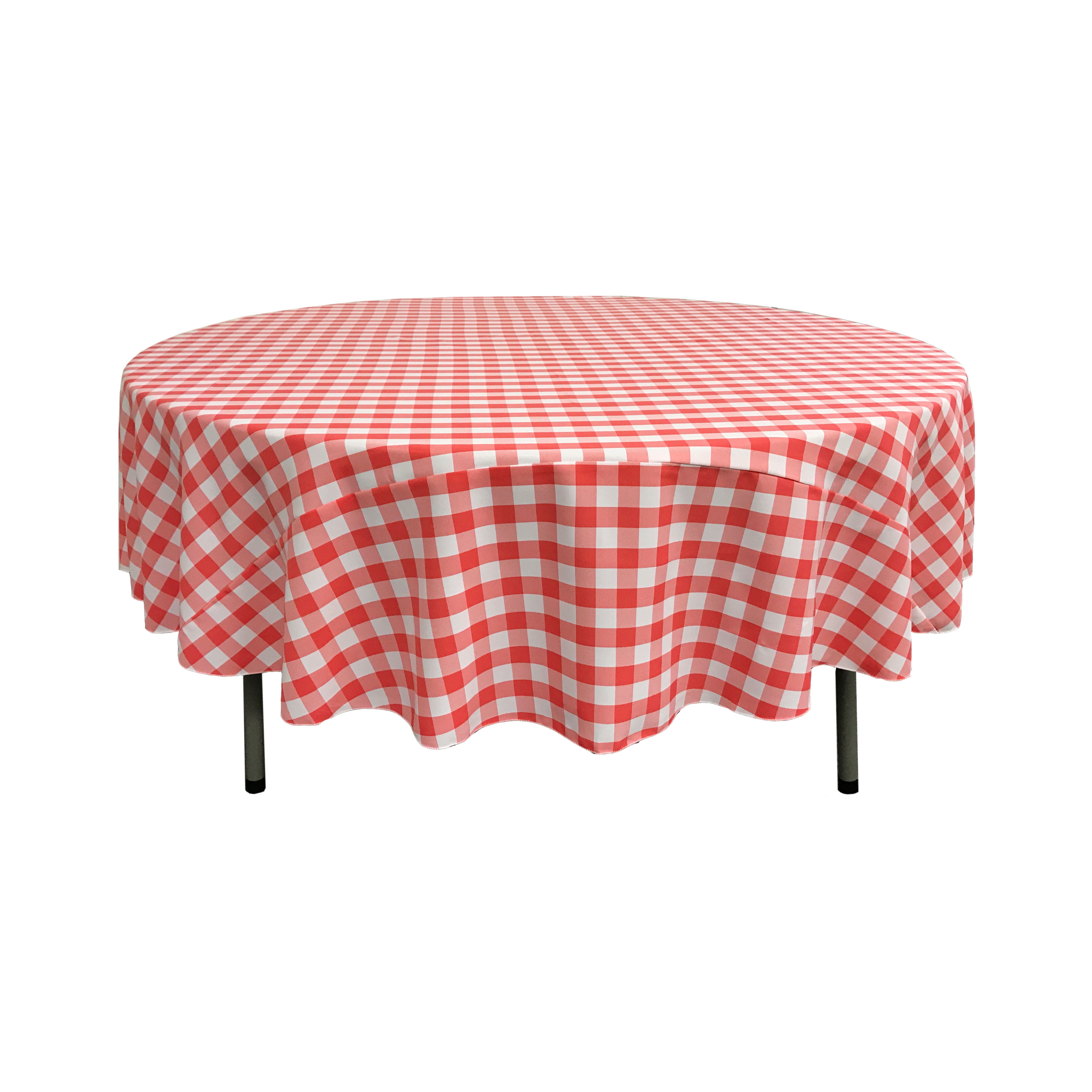 LA Linen Polyester Gingham Checkered 90-Inch Round Tablecloth, White ...