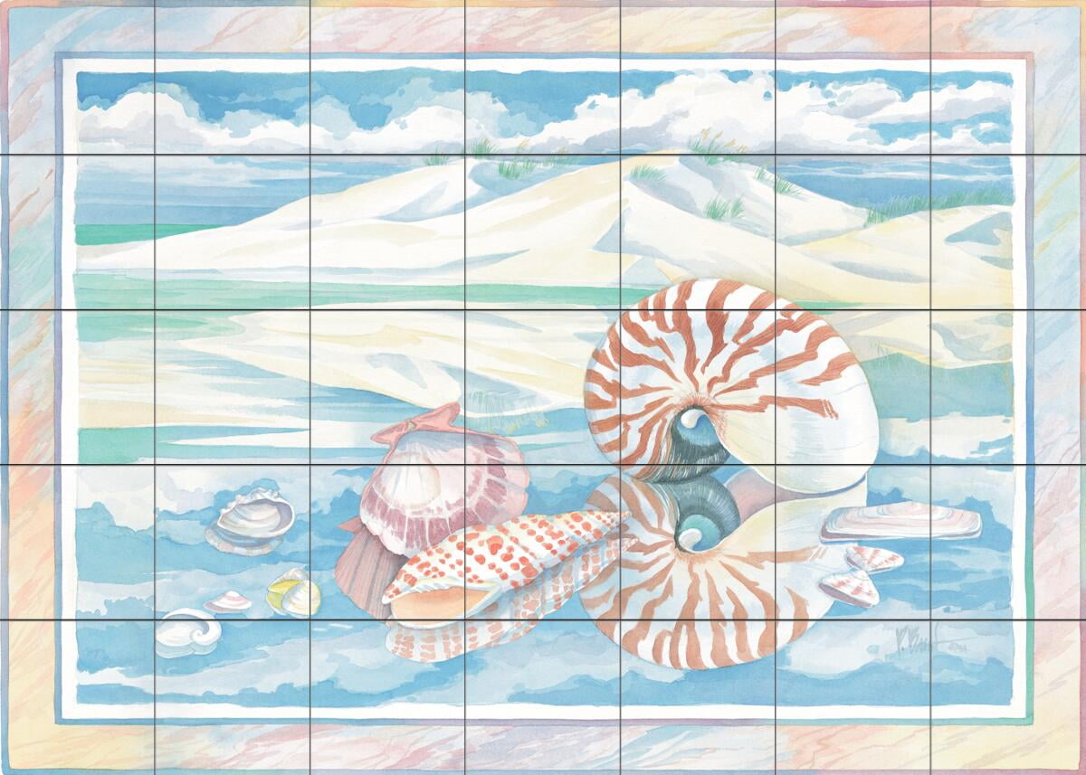 Tile Mural Bathroom Backsplash - Shoreline Nautilus - by Paul Brent ...