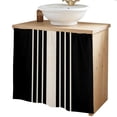 Abstract Brown Striped Cabinet Curtain, Simple Black Background Sink ...