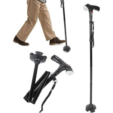 Walking Cane, Multifunctional Elderly Walking Stick with Light ...