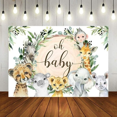 Lofaris Safari Animals Baby Backdrop Oh Baby Photography Background for ...