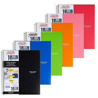 Mead Spiral Notebook, 5 Subject, Wide Ruled, Plastic Cover, 8" x 10.5 ...
