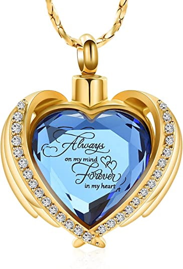 Cremation Jewelry Angel Wing Heart Urn Pendant Necklaces for Women ...