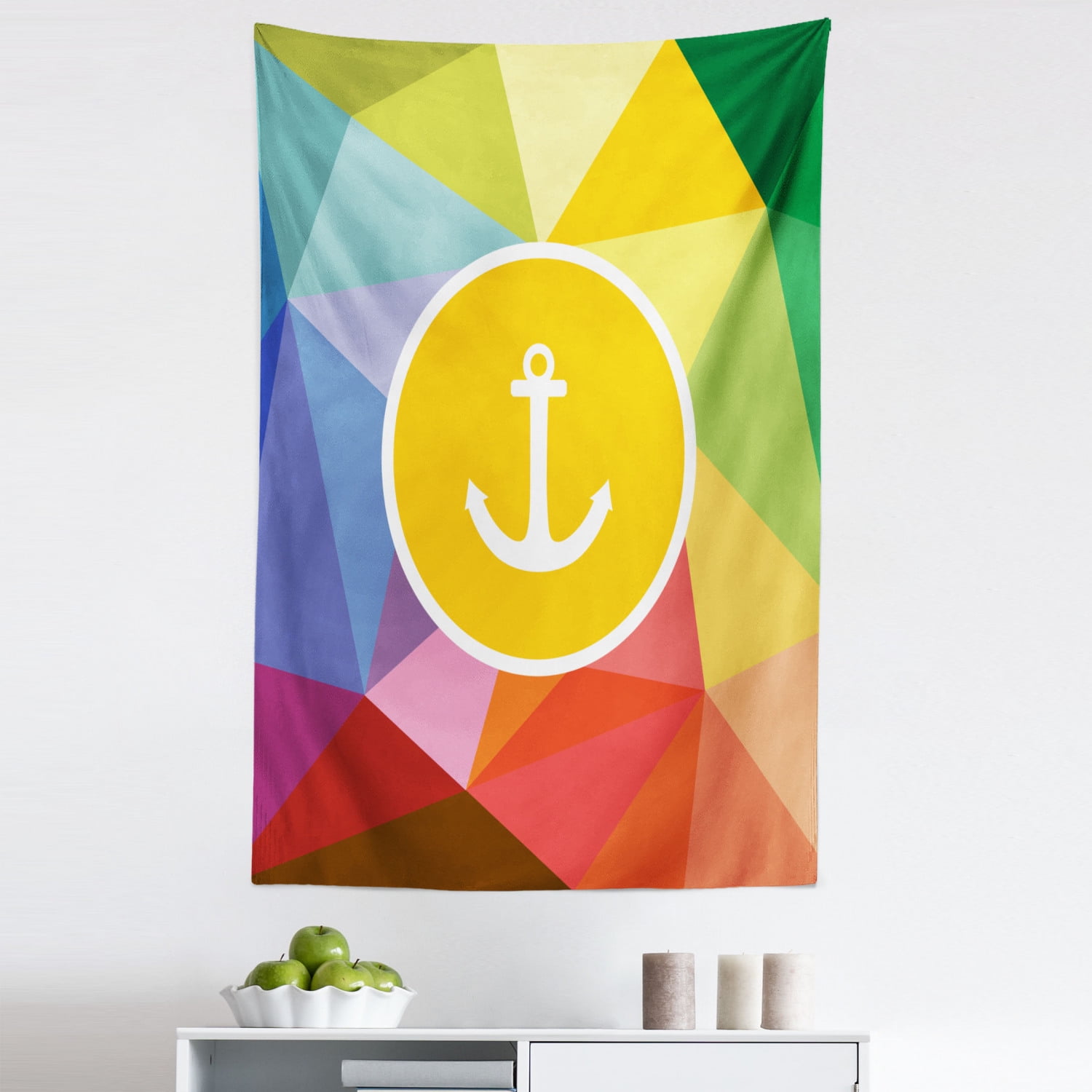 Colorful Tapestry, Anchor Holiday Sailor Summertime Geometric Pattern ...