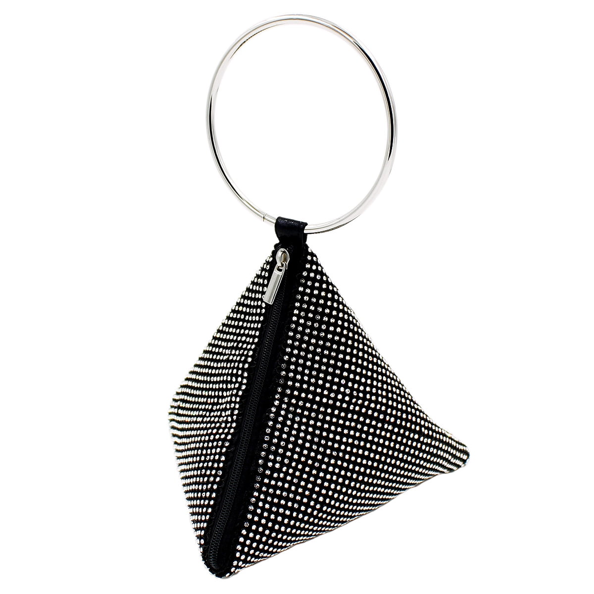 Rhinestone Mesh Triangle Pyramid Clutch Full Crystal Soft Wristlet ...